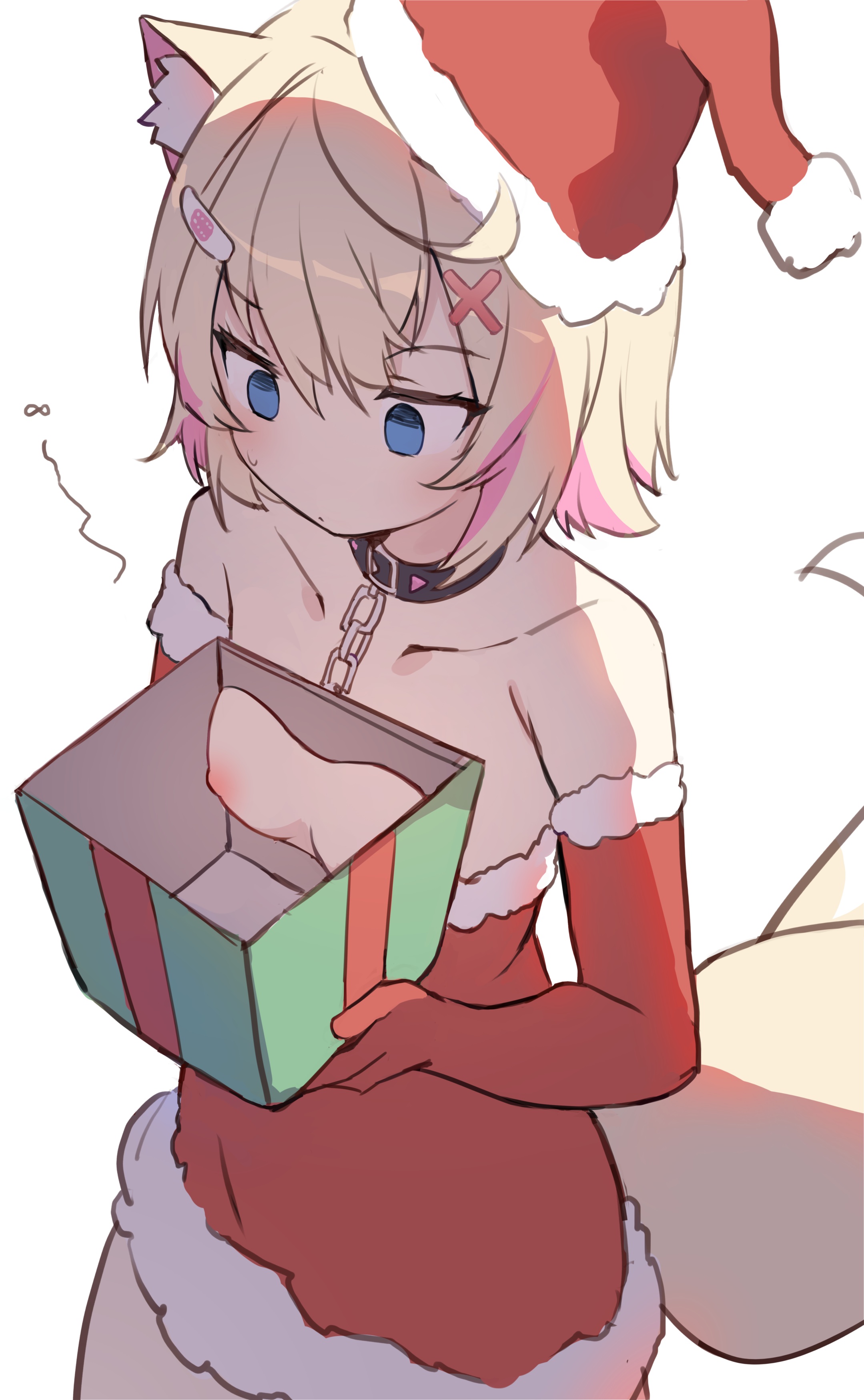 orobou hololive hololive english mococo abyssgard animal ears bandaid breasts christmas dress ...